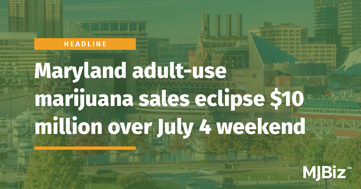 Maryland adult-use marijuana sales eclipse $10 million over July 4 weekend